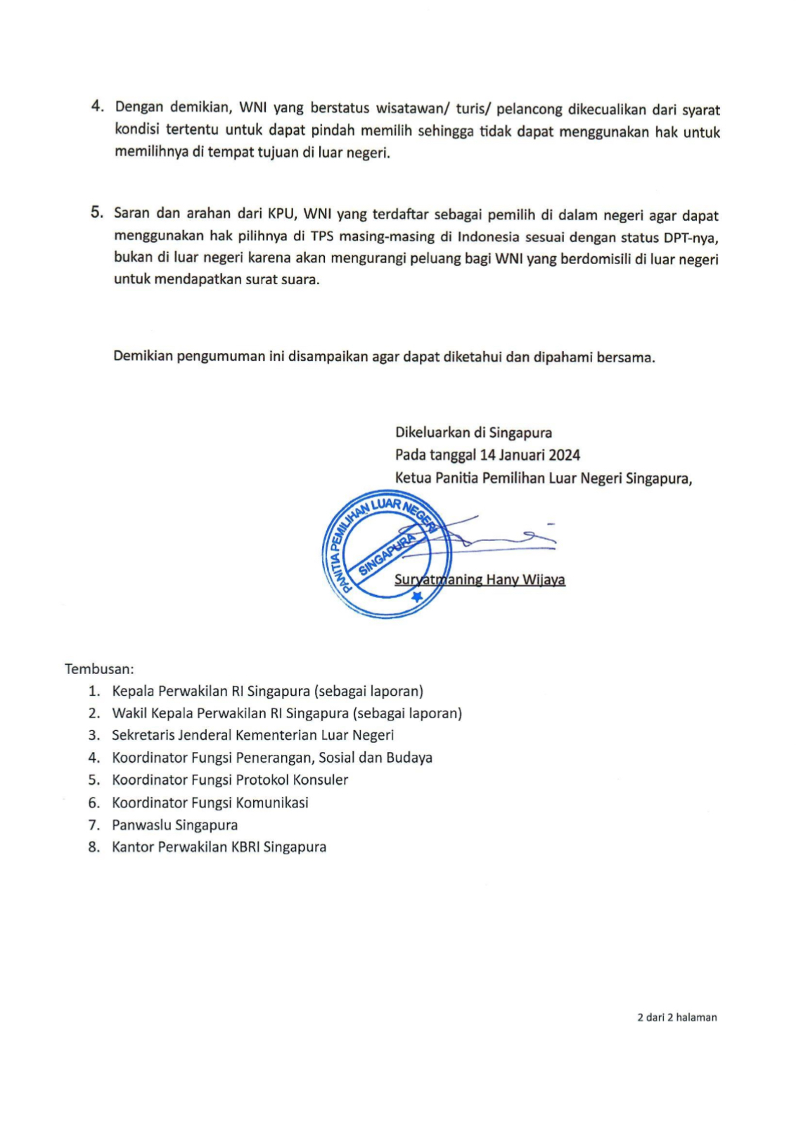 KBRI – For Indonesians Voting in Singapore | Indoconnect Singapore